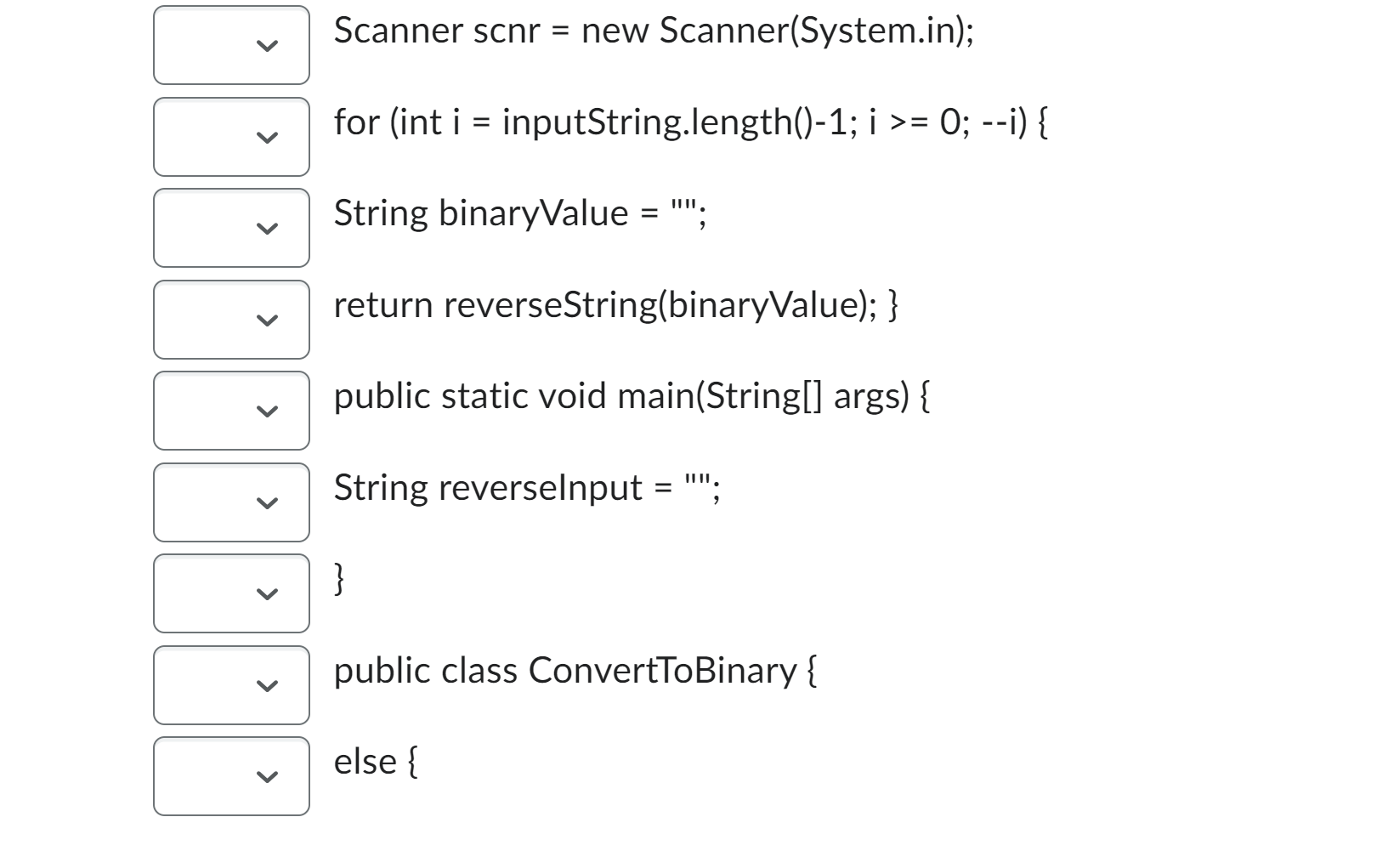 Solved For the following code, arrange the following codes | Chegg.com