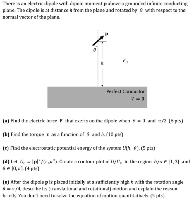 Solved There is an electric dipole with dipole moment p | Chegg.com
