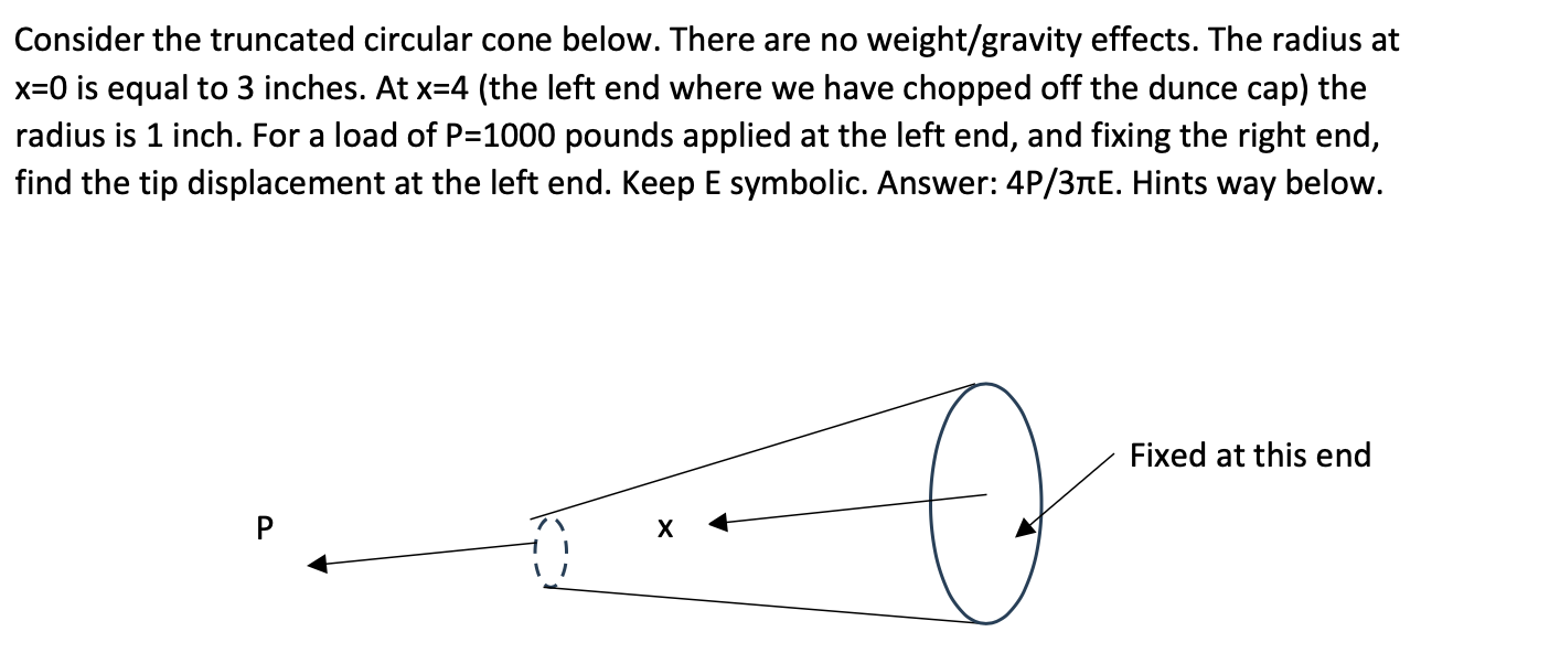 Solved SHOW ALL STEPS ﻿Consider the truncated circular cone | Chegg.com