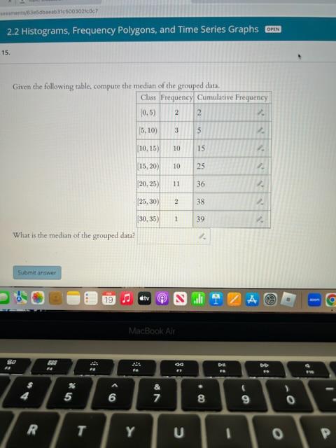 Solved Given the following table, compute the median of the | Chegg.com