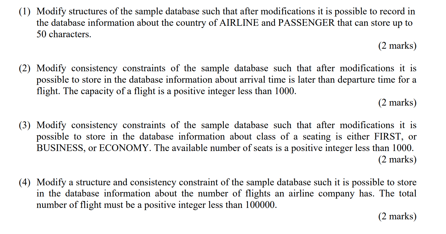 Solved CREATE TABLE AIRLINE ( name | Chegg.com