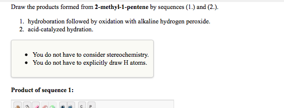 Solved Draw the products formed from 2-methyl-1-pentene by | Chegg.com