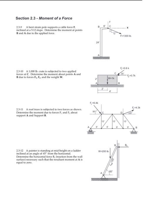 Solved Section 2.3 Moment of a Force 239 Abent strain pole | Chegg.com