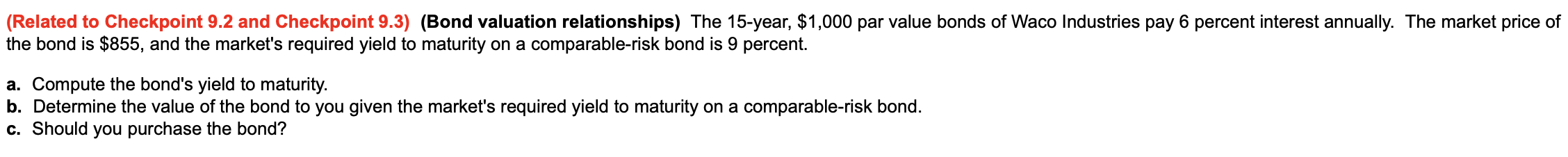 Solved (Related to Checkpoint 9.2 and Checkpoint 9.3) (Bond | Chegg.com