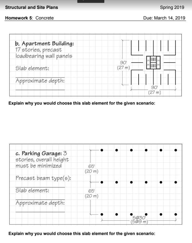 Spring 2019 Structural and Site Plans Homework 5: | Chegg.com