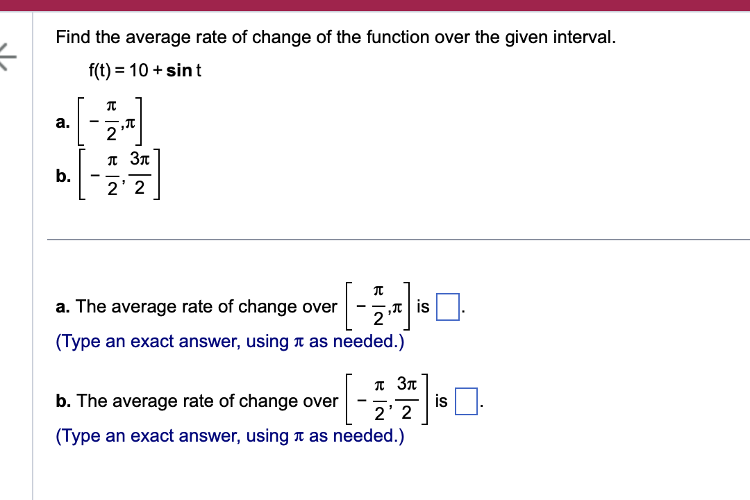 Solved Find the average rate of change of the function over | Chegg.com
