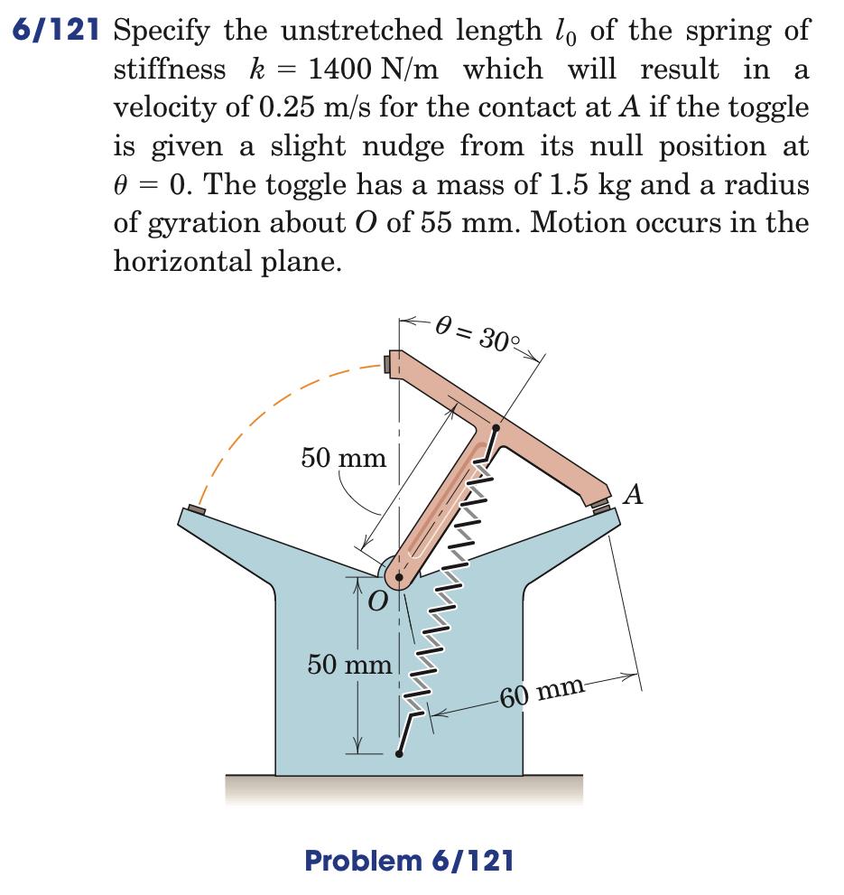 Solved 6/121 Specify the unstretched length lo of the spring | Chegg.com