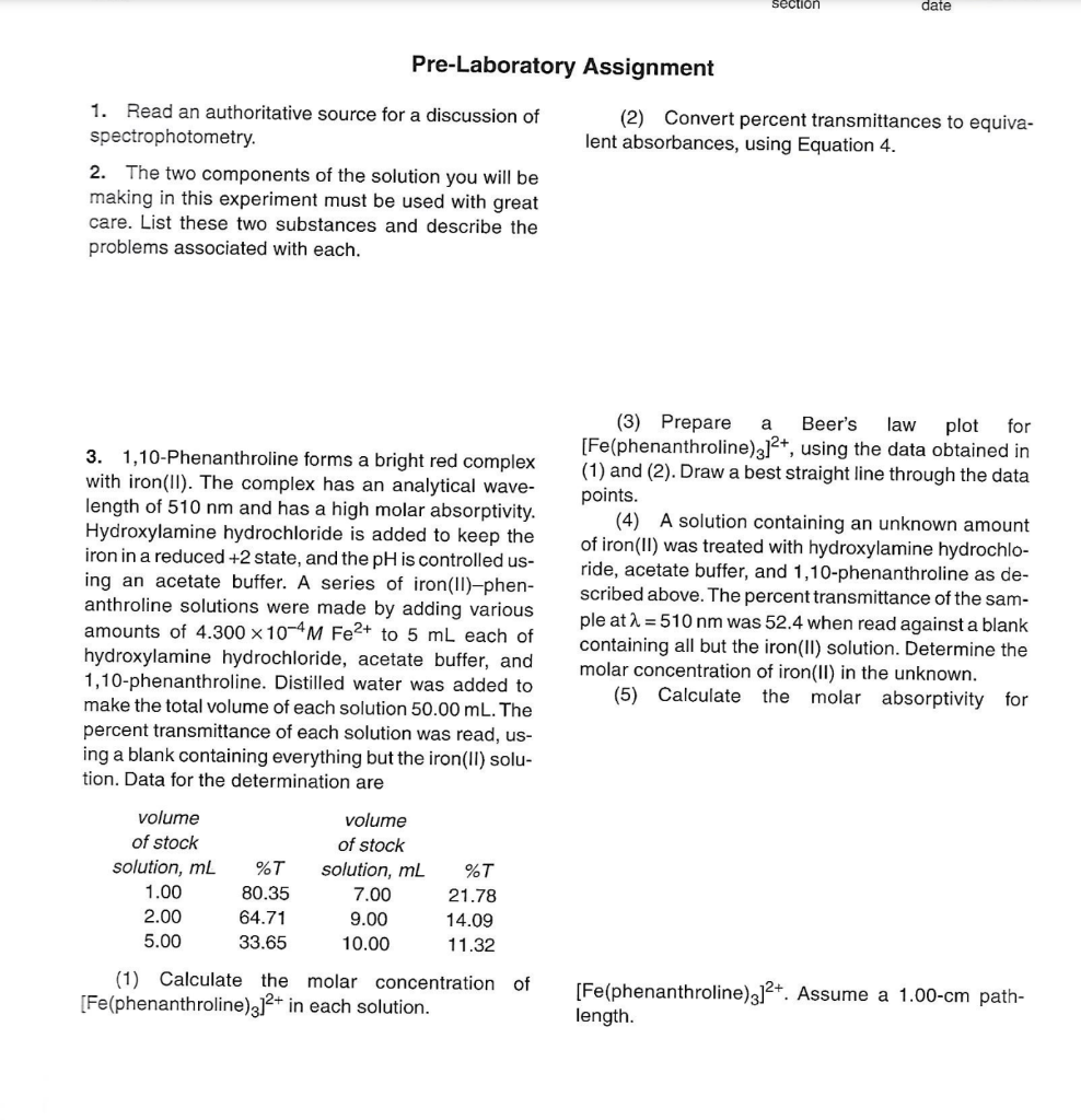 Solved section date Pre-Laboratory Assignment (2) Convert | Chegg.com
