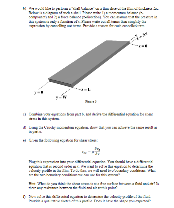 Solved 3. Flow of a Film of Water Down an Inclined Plane The | Chegg.com