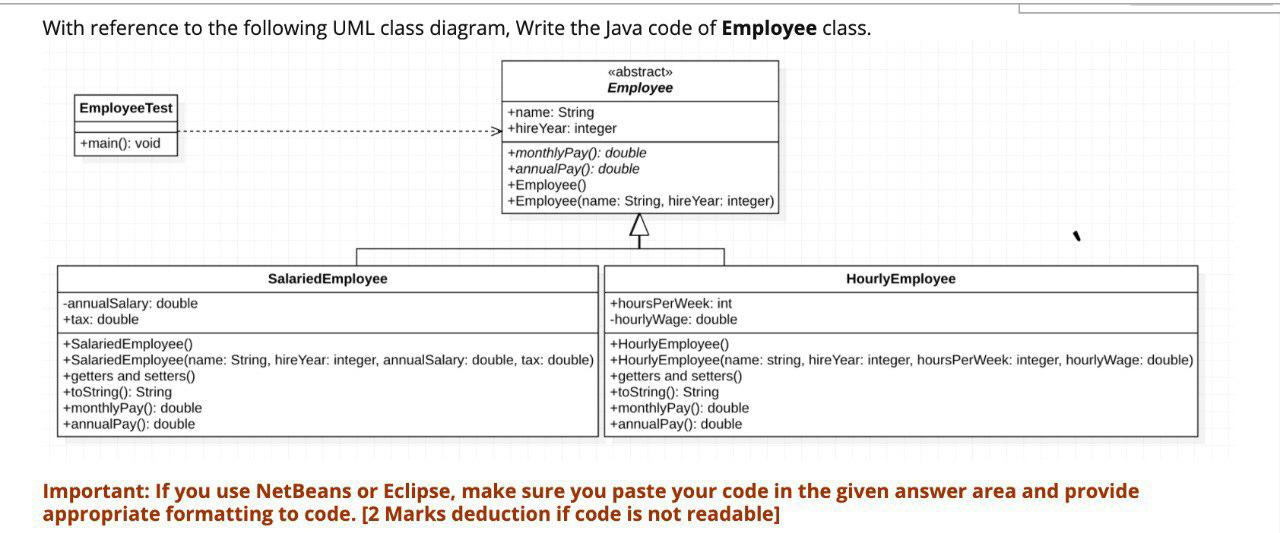 Solved With reference to the following UML class diagram, | Chegg.com