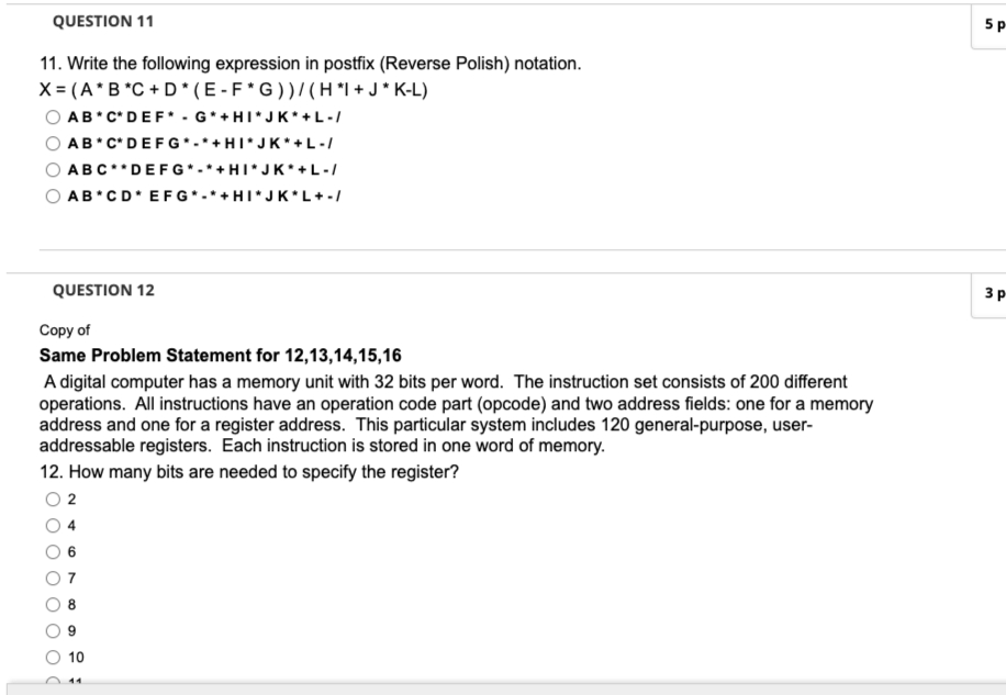 Solved QUESTION 11Write the following expression in postfix | Chegg.com