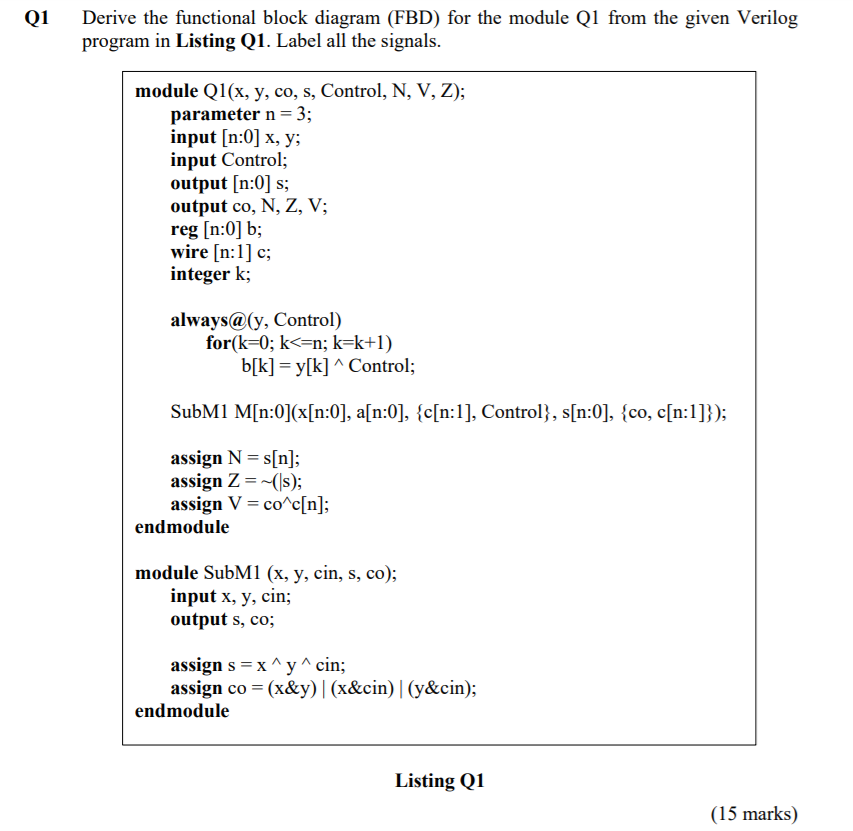 Solved Q1 Derive the functional block diagram (FBD) for the | Chegg.com