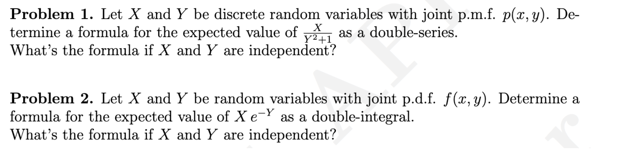 Solved Problem 1. Let X and Y be discrete random variables | Chegg.com