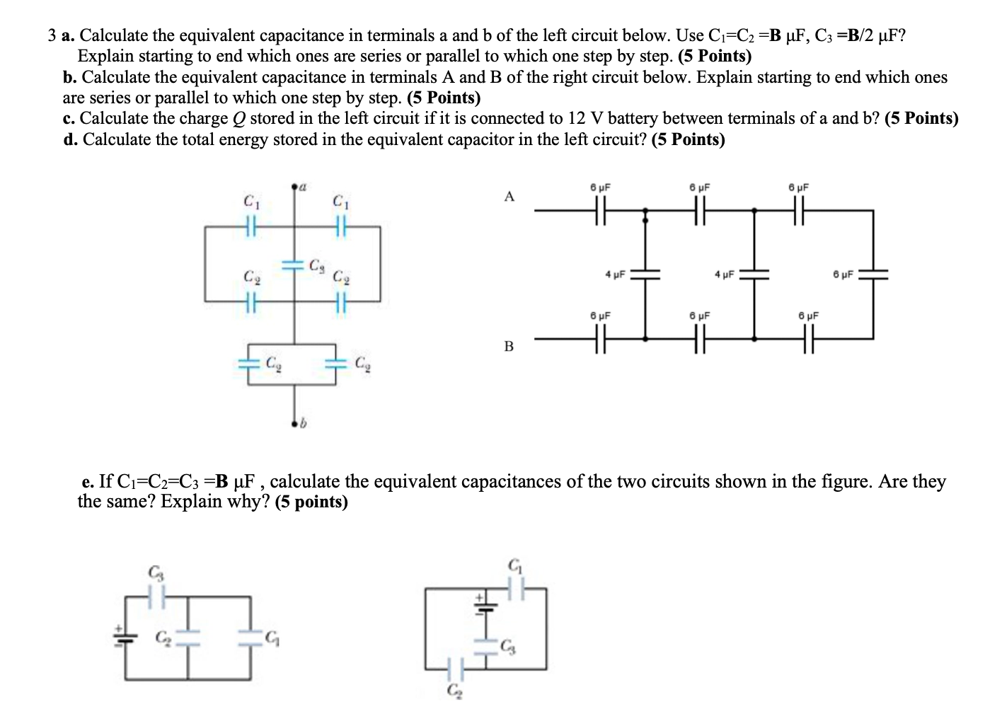 Solved 3 a. Calculate the equivalent capacitance in | Chegg.com