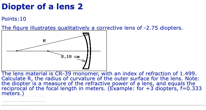 Solved Diopter of a lens 2 Points:10 The figure illustrates | Chegg.com