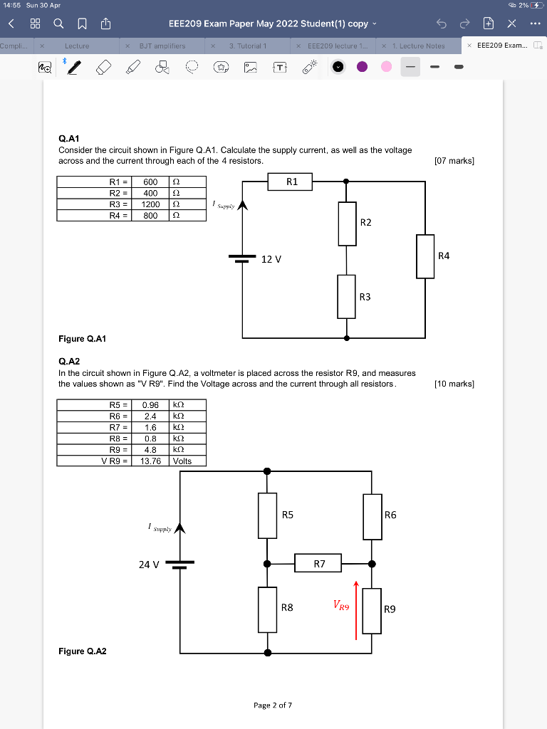 Solved Q.A1 Consider the circuit shown in Figure Q.A1. | Chegg.com