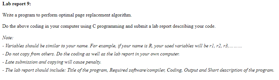 Solved Lab report 8: Write a program to perform LRU page | Chegg.com