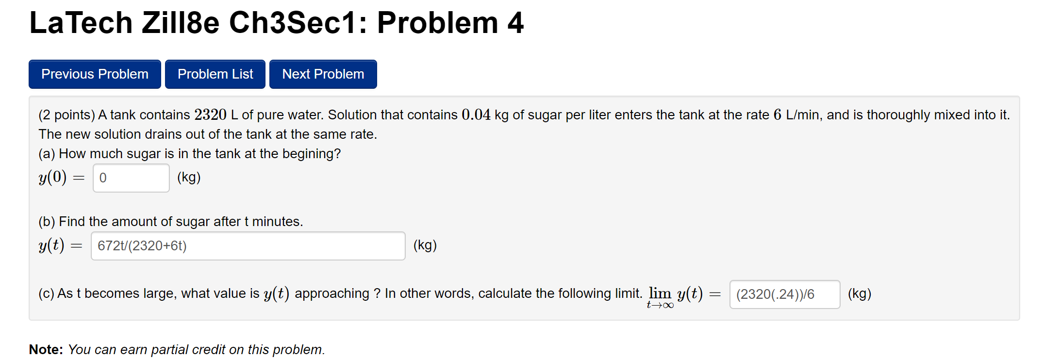 Solved LaTech Zill8e Ch3Sec1: Problem 4 Previous Problem | Chegg.com