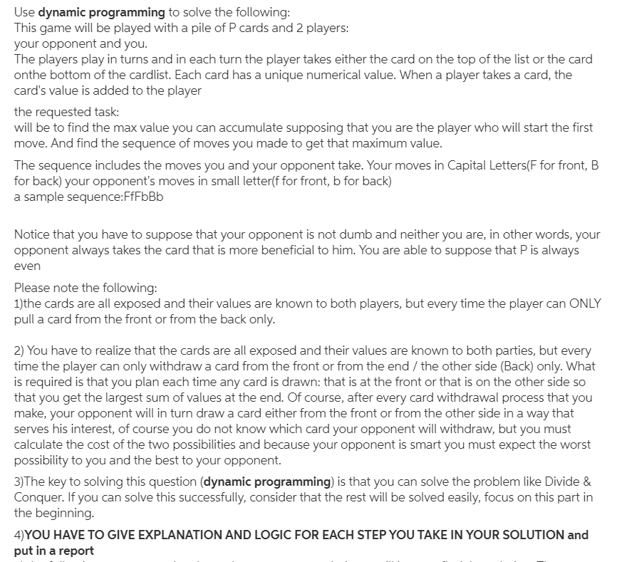 Use dynamic programming to solve the following: This | Chegg.com