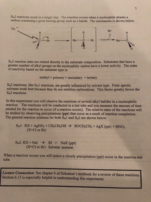 Solved Experiment 5 SN1/SN2 Reactivity of Alkyl Halides ?. | Chegg.com