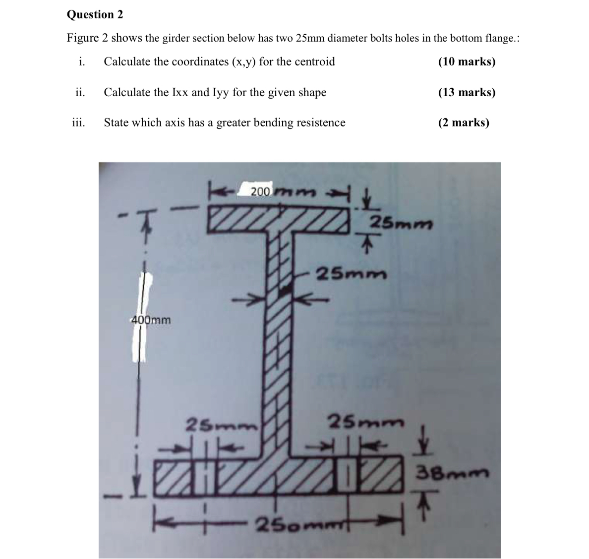[solved] Question 2 Figure 2 Shows The Girder Section Below