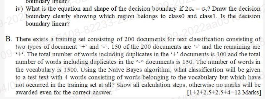 Solved A. Feature probability distribution of two classes of | Chegg.com