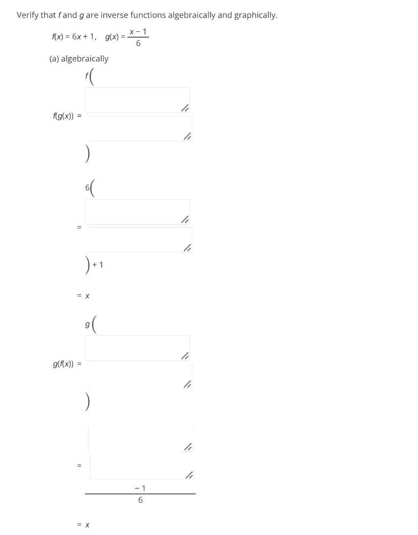 Solved Verify that fand g are inverse functions | Chegg.com