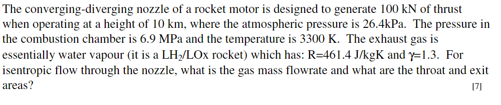 Solved The converging-diverging nozzle of a rocket motor is | Chegg.com