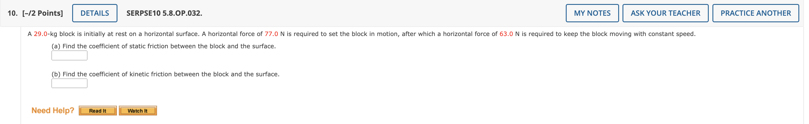 Solved A 29.0-kg block is initially at rest on a horizontal | Chegg.com
