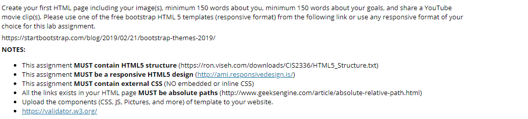 Solved Create your first HTML page including your image(s), | Chegg.com
