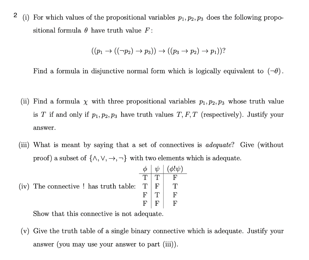 2 I For Which Values Of The Propositional Variables 