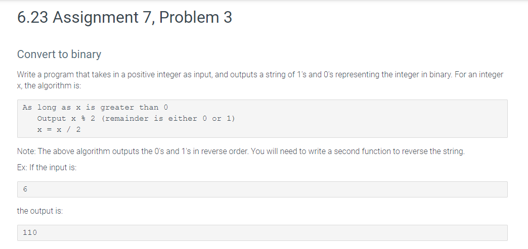 Solved 623 Assignment 7 Problem 3 Convert To Binary Write 4529
