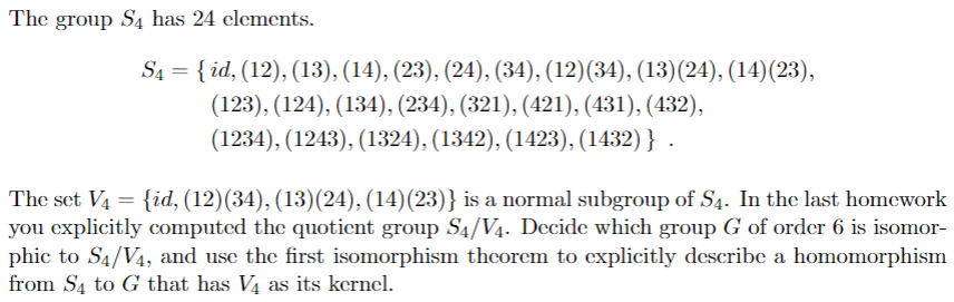Solved The group S4 has 24 elements. | Chegg.com