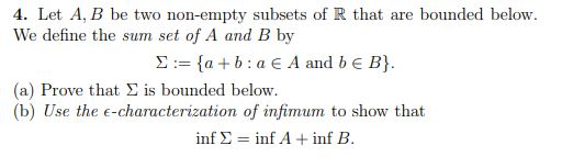 Solved 4. Let A, B be two non-empty subsets of R that are | Chegg.com