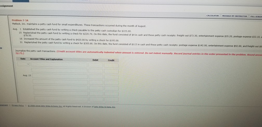 ssignment CALCULATOR MESSAGE NY INSTRUCTOR FULL | Chegg.com