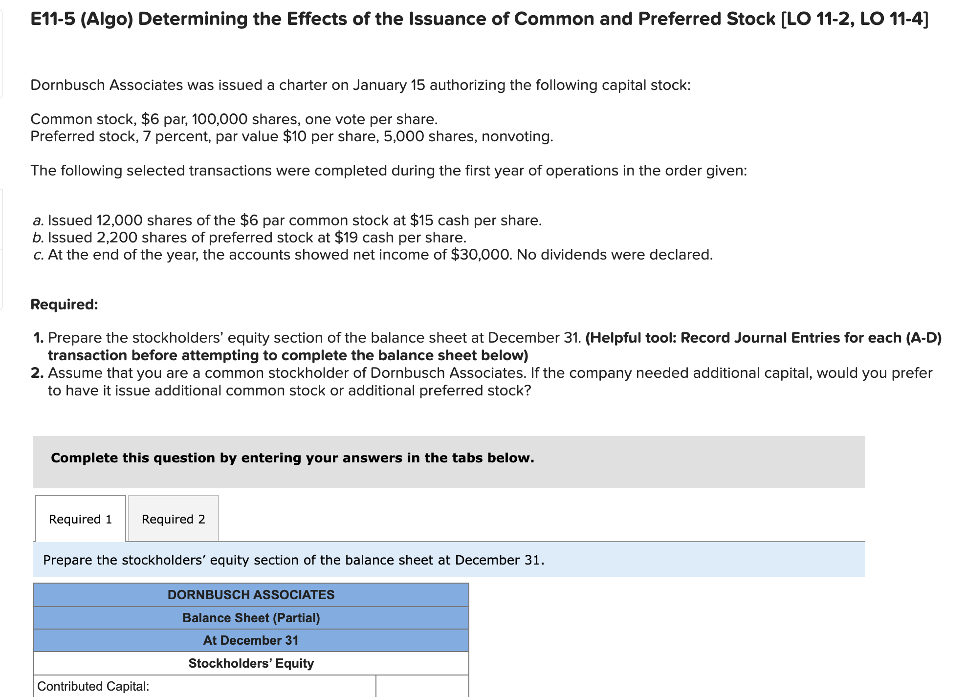 Solved E11-5 (Algo) ﻿Determining the Effects of the Issuance | Chegg.com