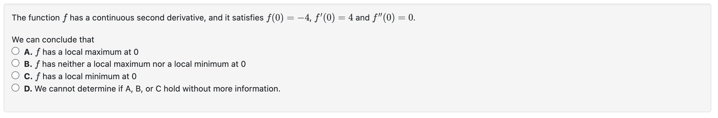 Solved The function f has a continuous second derivative, | Chegg.com