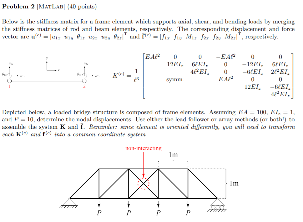 Problem 2 MATLAB] (40 points) Below is the stiffness | Chegg.com