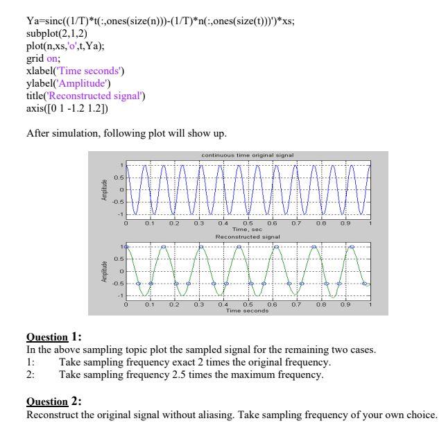 Solved Aliasing Effect: %original analog signal | Chegg.com