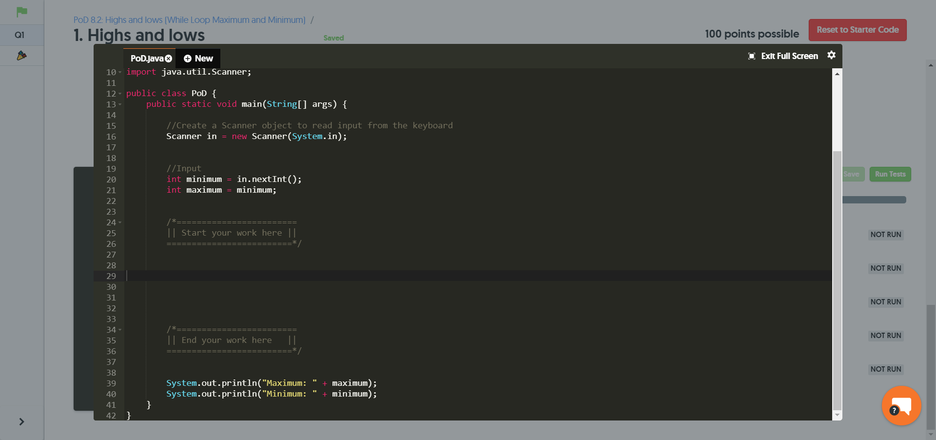 Solved POD 8.2. Highs and lows (While Loop Maximum and | Chegg.com