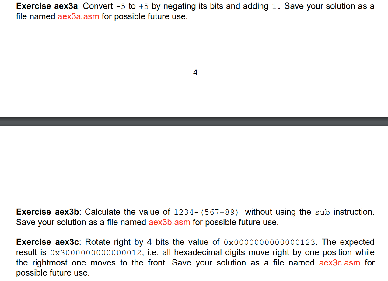 Solved Exercise aex3a: Convert -5 to +5 by negating its bits | Chegg.com