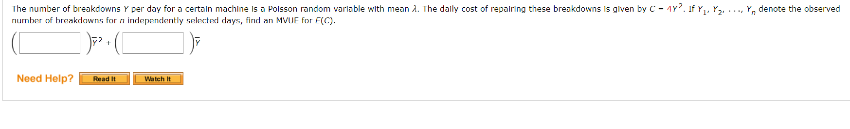 Solved The number of breakdowns Y per day for a certain | Chegg.com