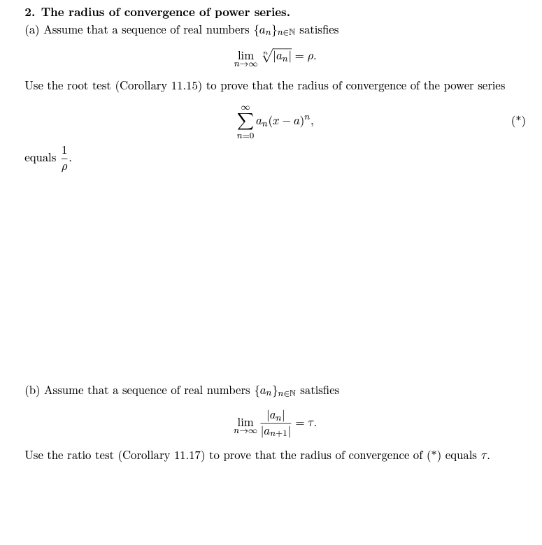 Solved 2. The radius of convergence of power series. (a) | Chegg.com