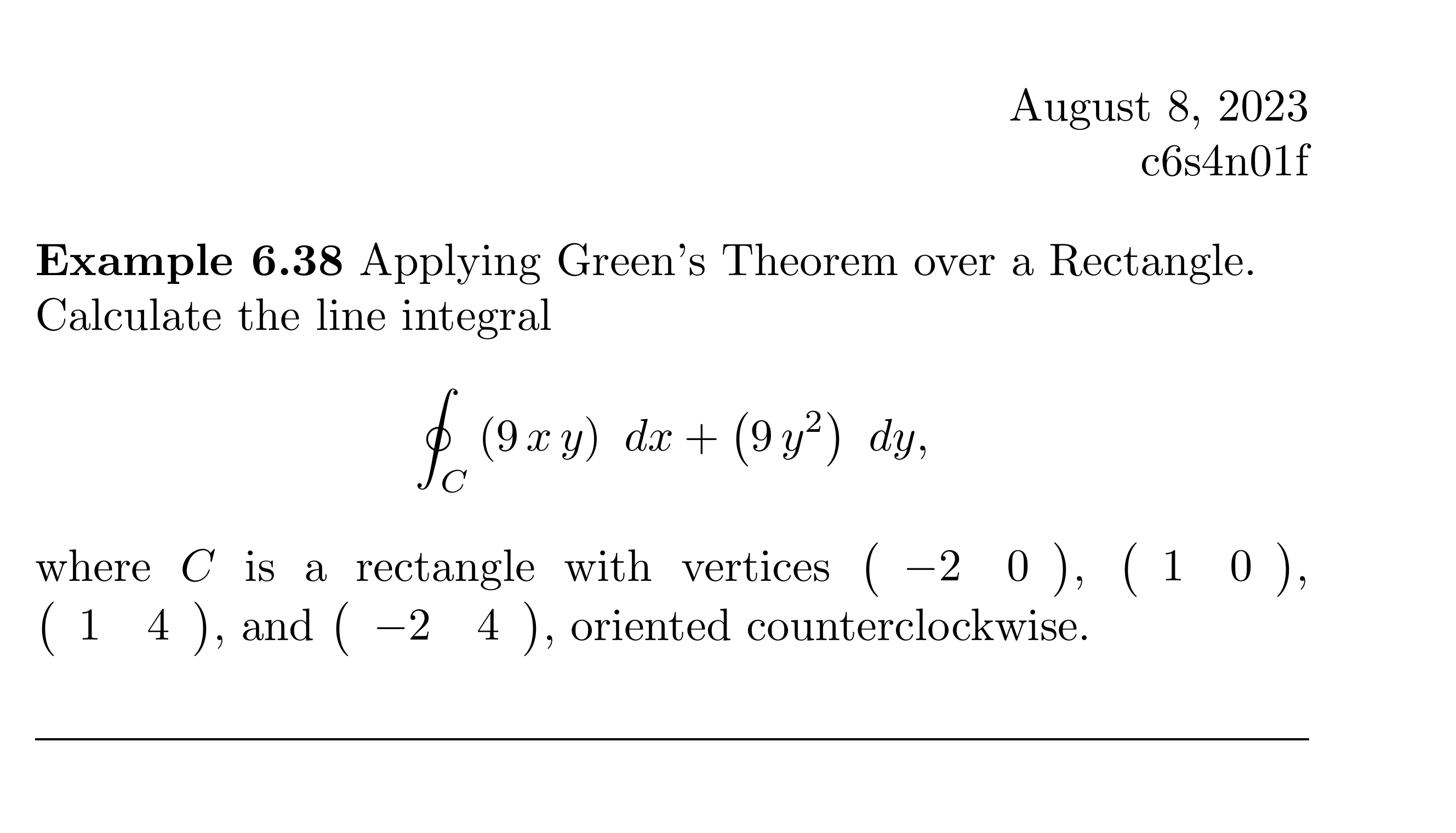 Solved Example 6.38 Applying Green's Theorem over a | Chegg.com