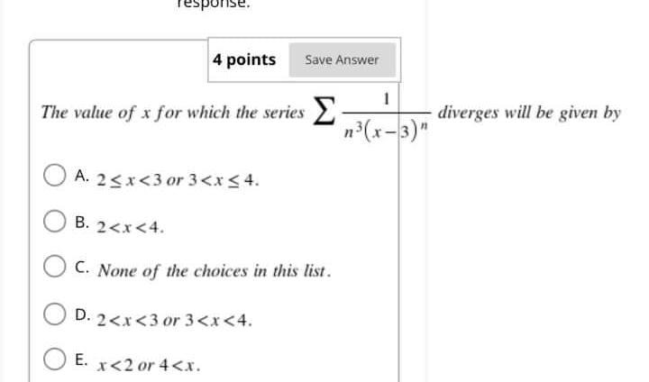 Solved 4 points Save Answer Consider the series (-1)" Which | Chegg.com