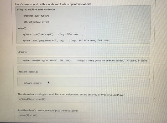 1. Write an openframeworks program to create your own | Chegg.com