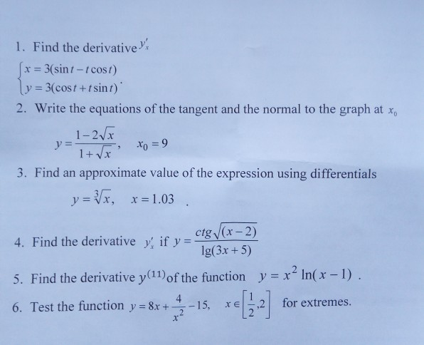 Solved 1. Find the derivative x 3(sint-tcost) y 3(cost | Chegg.com