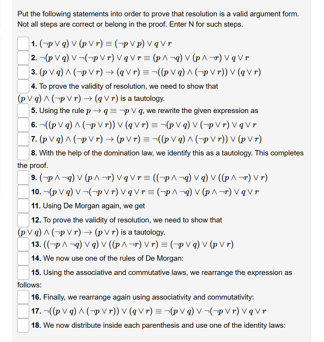 Solved Put the following statements into order to prove that | Chegg.com