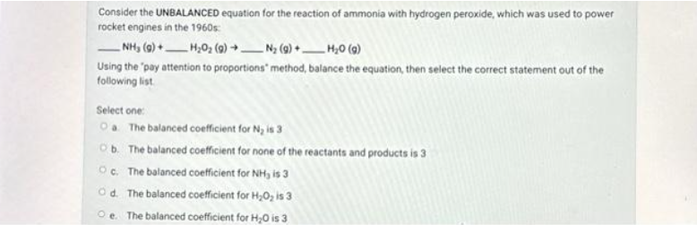 Solved Consider the UNBALANCED equation for the reaction of | Chegg.com