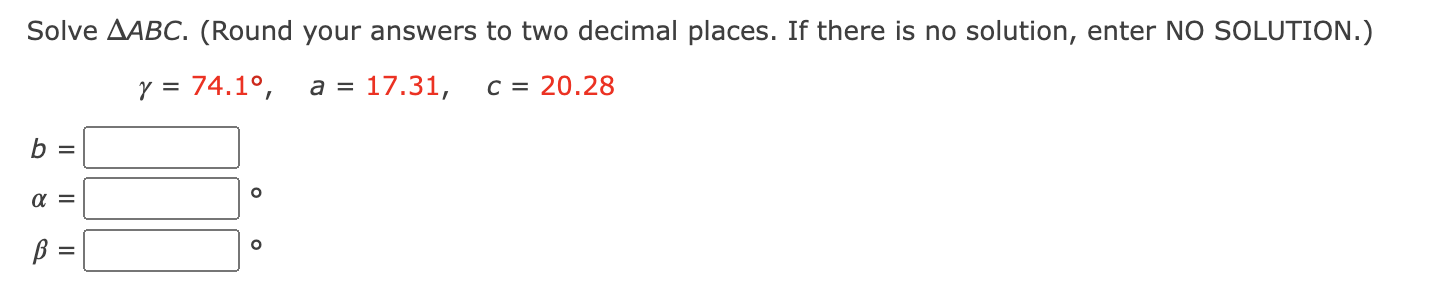 Solved Solve ABC. (Round your answers to two decimal | Chegg.com